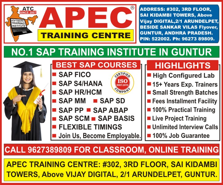 SAP Courses Training Institute in Guntur with 100% Job Support SAP Courses Training Institute in Guntur with 100% Job Support